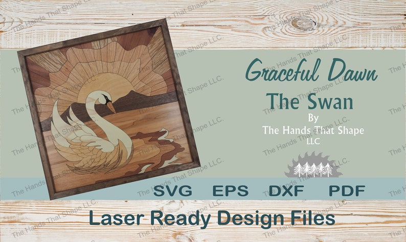 Sunrise Wood Art, Swan SVG, Wood Inlay Art, Laser Ready Files, DIY Home ...