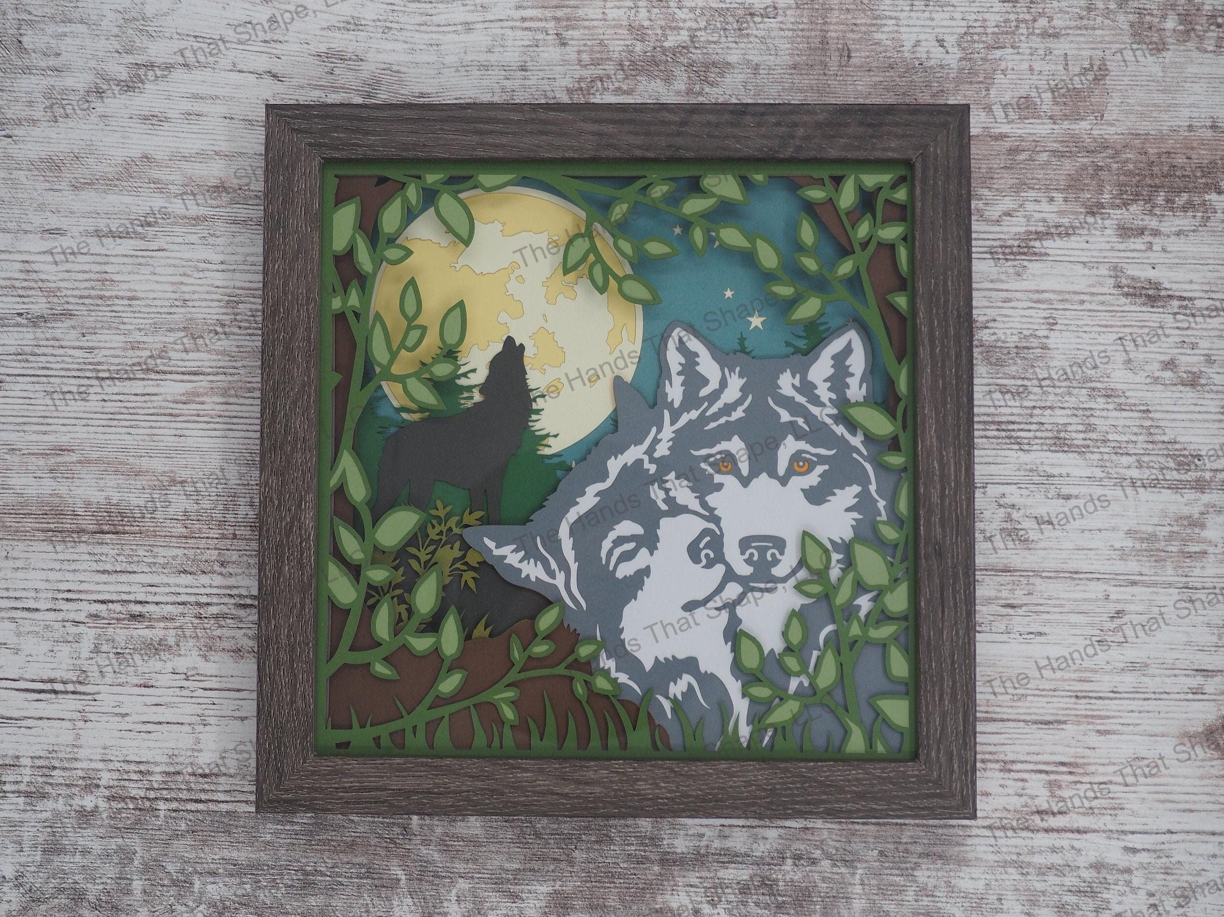 Wolf Shadow Box, Howling Wolf, Layered Paper, Nature Landscape Art ...