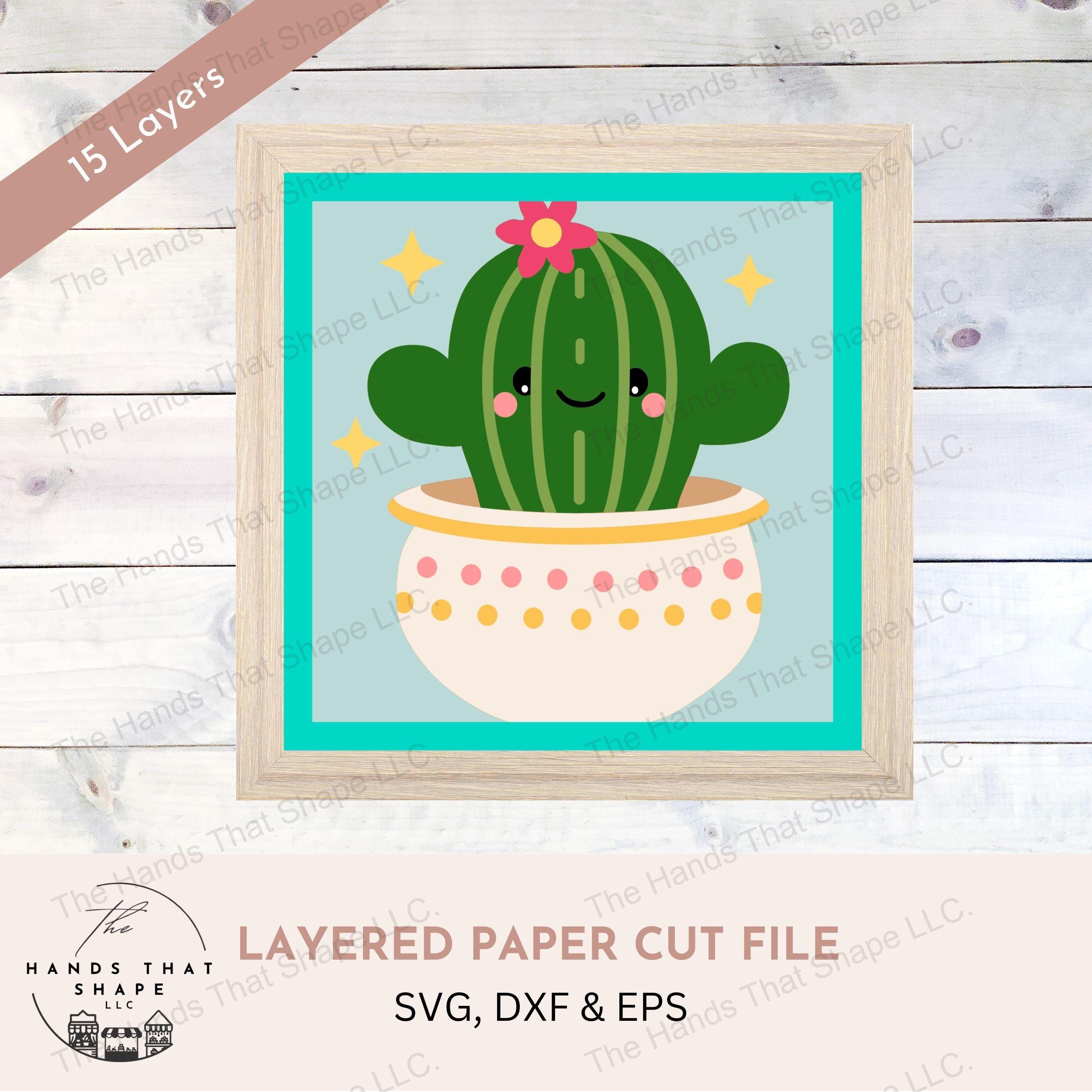 Cute Cactus SVG, 3D Layered SVG File, Multilayer Cardstock, Cactus ...
