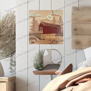 Covered Bridge, Forest Stream, Wood Inlay Art, Laser Ready Files, DIY ...