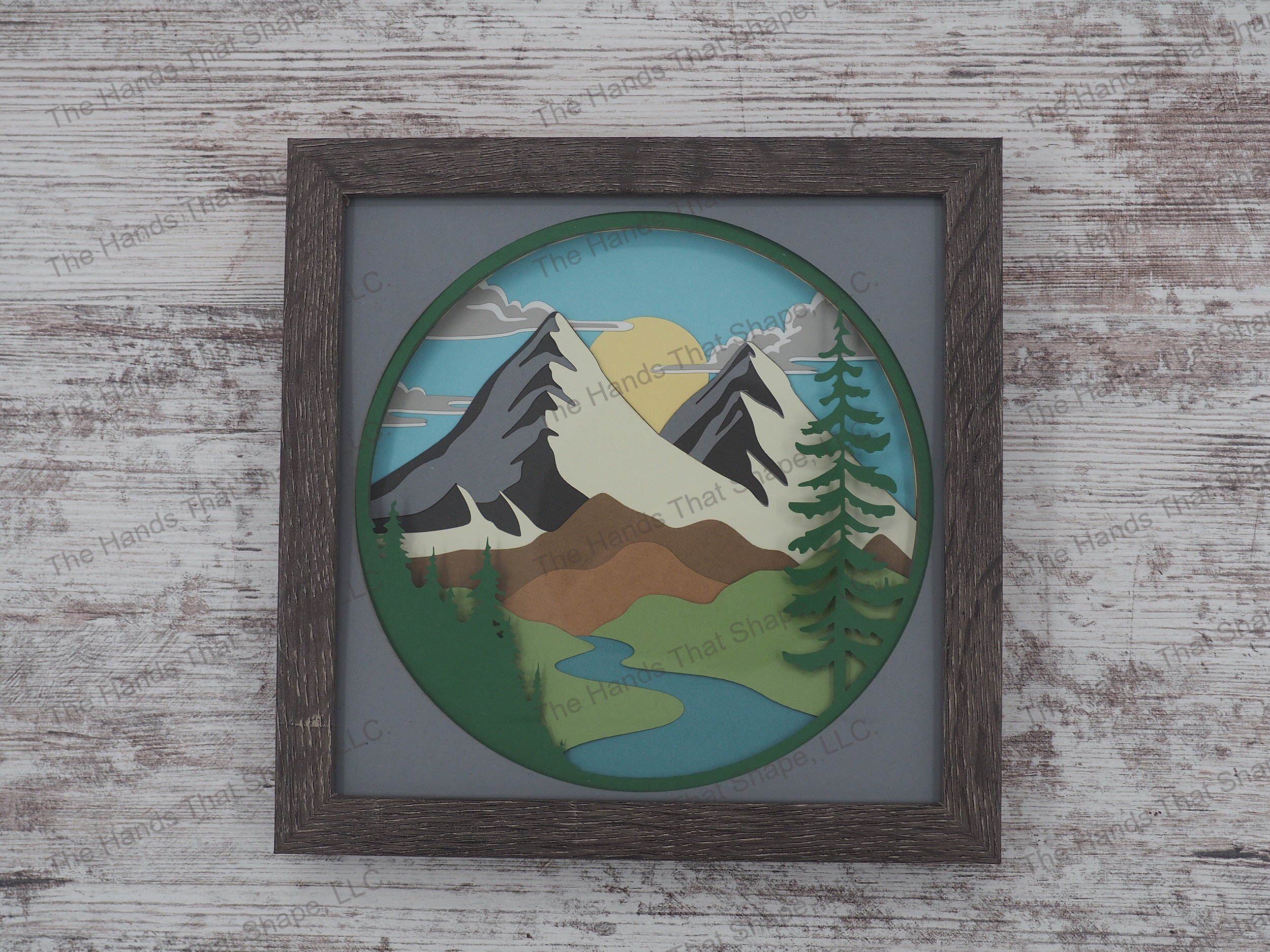 Mountain Shadow Box, Mountain Stream, Layered Paper, Nature Landscape ...