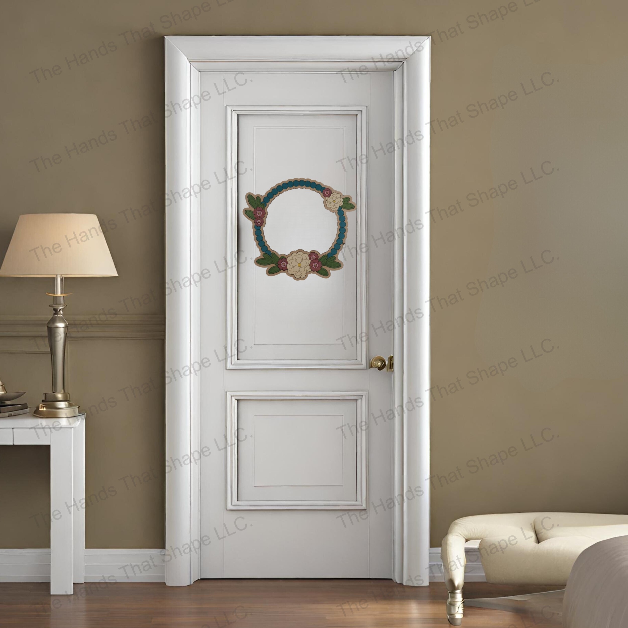 Beaded Wreath Spring, Floral Wreath SVG, Wood Inlay Art, Laser Ready ...