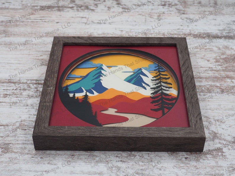 Mountain Shadow Box, Mountain Stream, Layered Paper, Nature Landscape ...