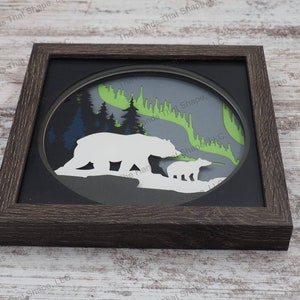 Bear Shadow Box, Northern Lights Art, Layered Paper, Framed Paper Art ...