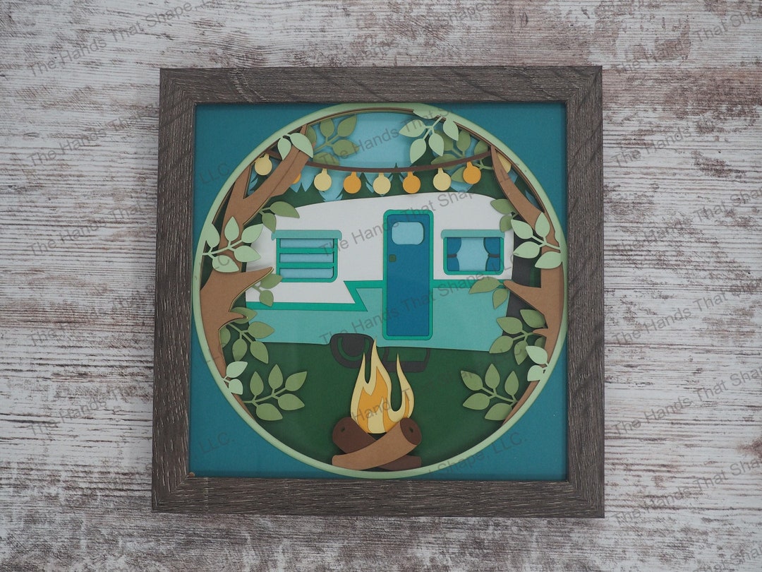 Camping Shadow Box, Camping Memories, Layered Paper, Camper Wall Decor ...