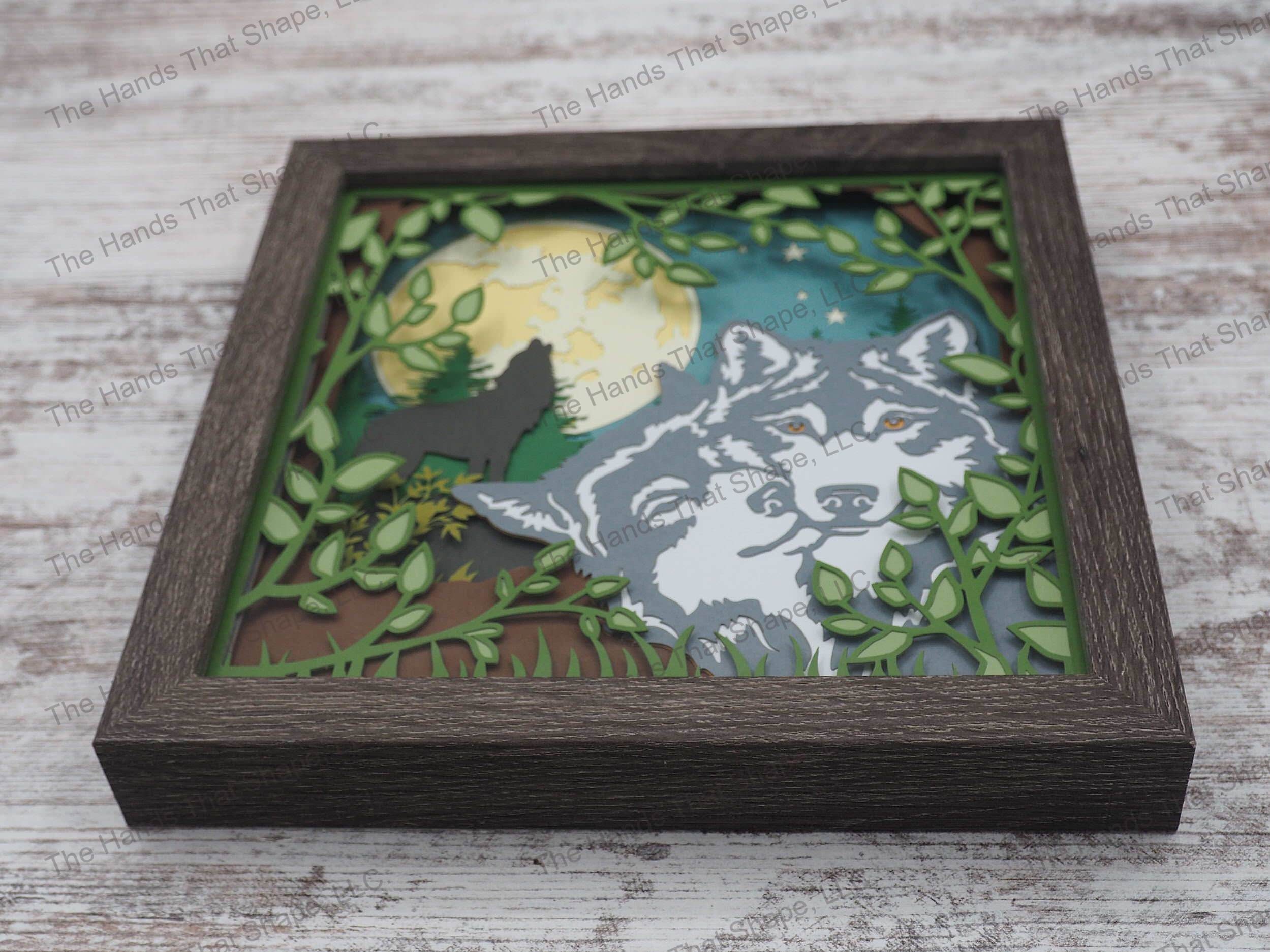 Wolf Shadow Box, Howling Wolf, Layered Paper, Nature Landscape Art ...