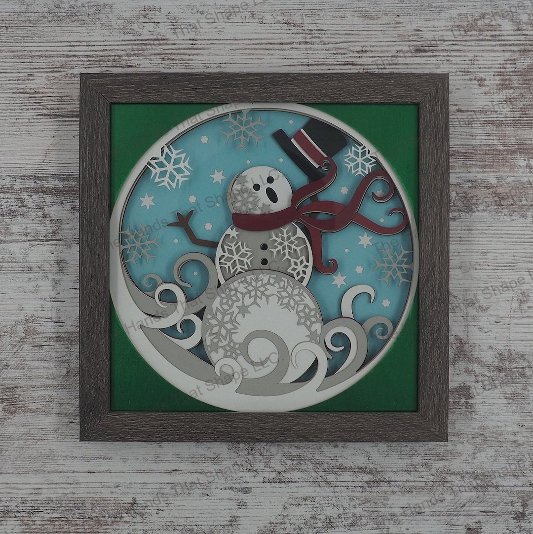 Snowman Shadow Box, Layered Paper Art, Winter Themed Gifts, 3D ...