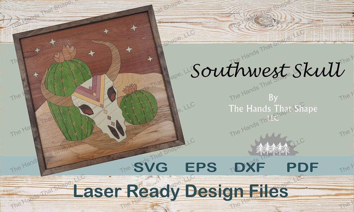 Western Skull SVG, Wood Inlay Art, Laser Ready Files, DIY Home Decor ...