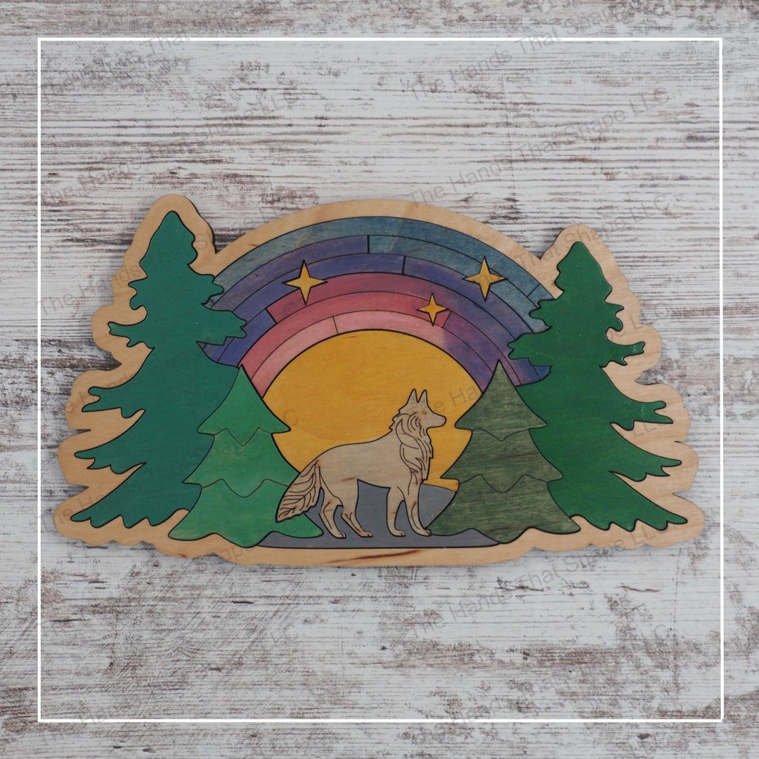 Wolf SVG File, Woodland Animal Art, Wood Inlay Art, Laser Cut Pattern ...