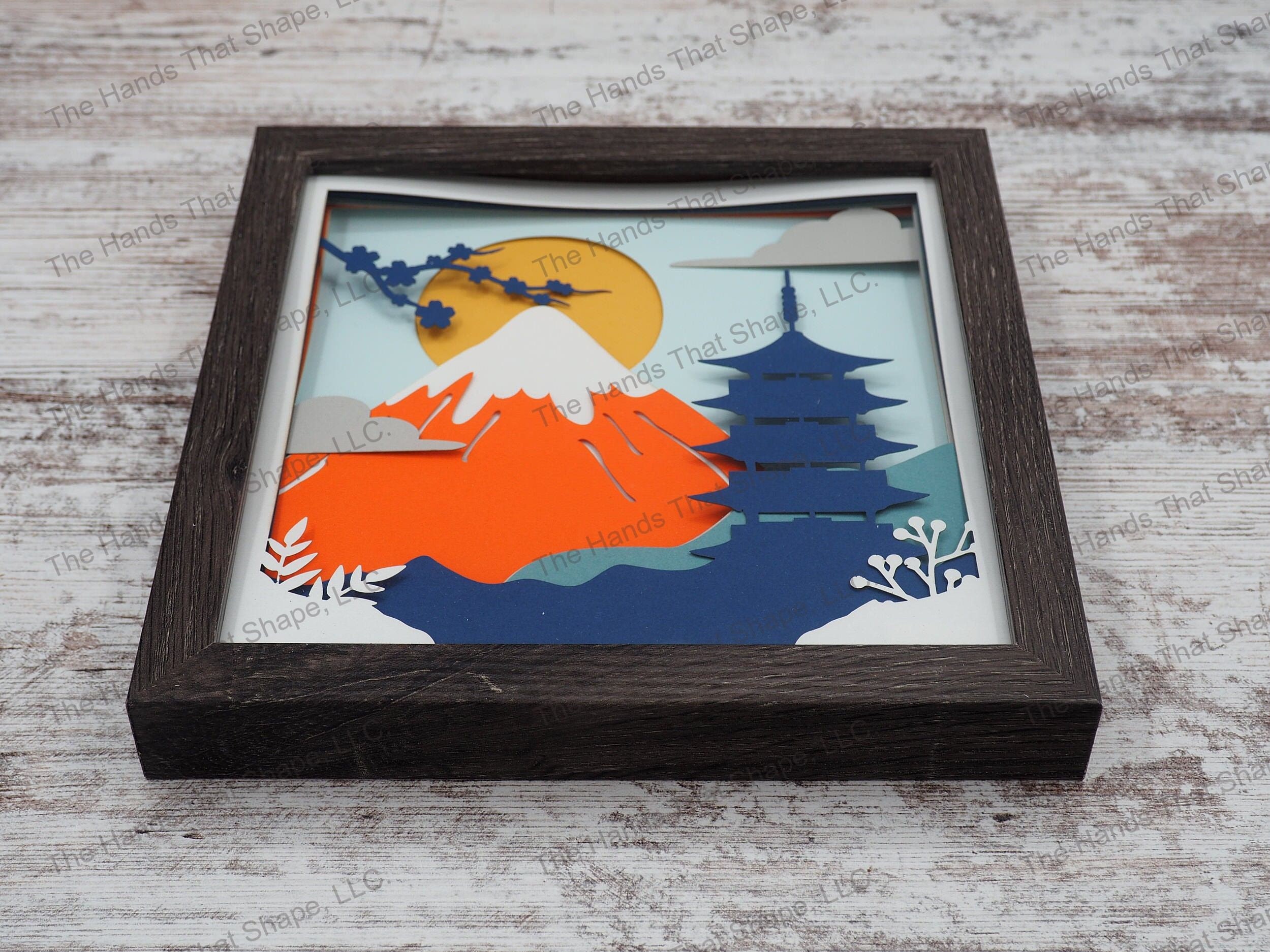 Japan Shadow Box, Layered Paper, Mt Fuji Wall Art, Made in America ...