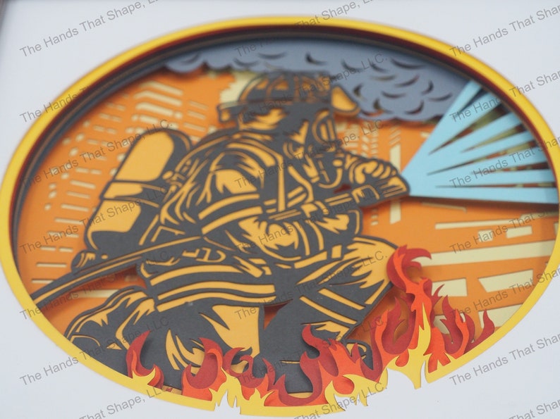 Fireman Shadow Box Cut Paper Art Layered Paper Framed Paper - Etsy