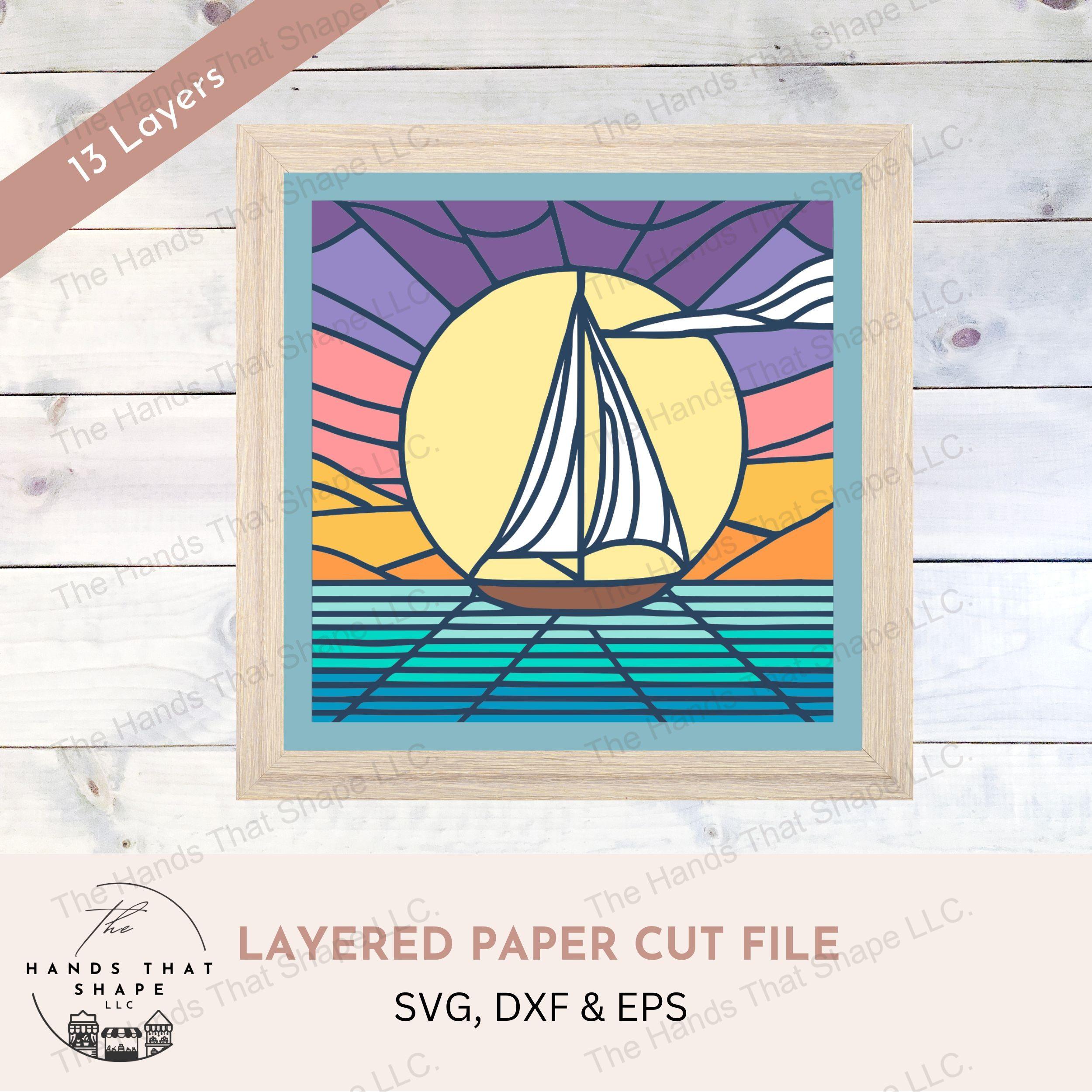 Sailboat SVG, 3D Layered SVG File, Multilayer Cardstock, Coastal Wall ...
