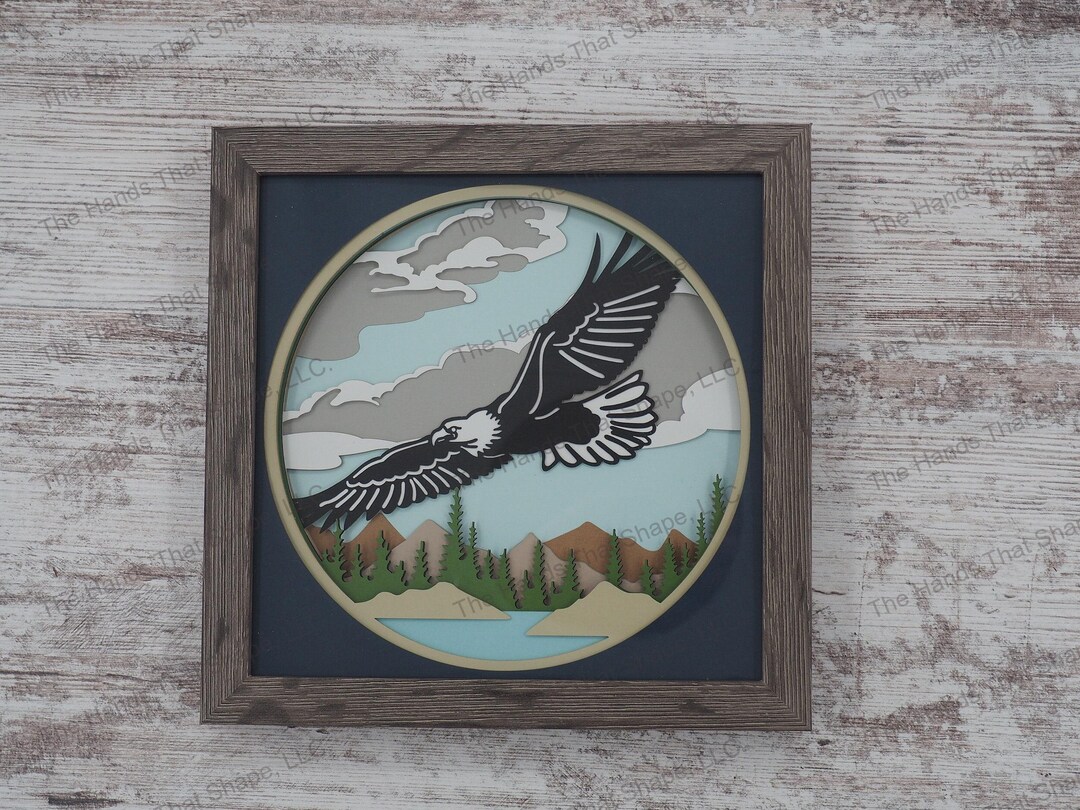 Eagle Shadow Box, Flying Eagle, by the Lake, Layered Paper, Nature ...