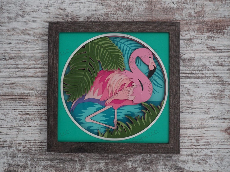 Flamingo Shadow Box, Layered Paper, Framed Paper Art, Made in America ...