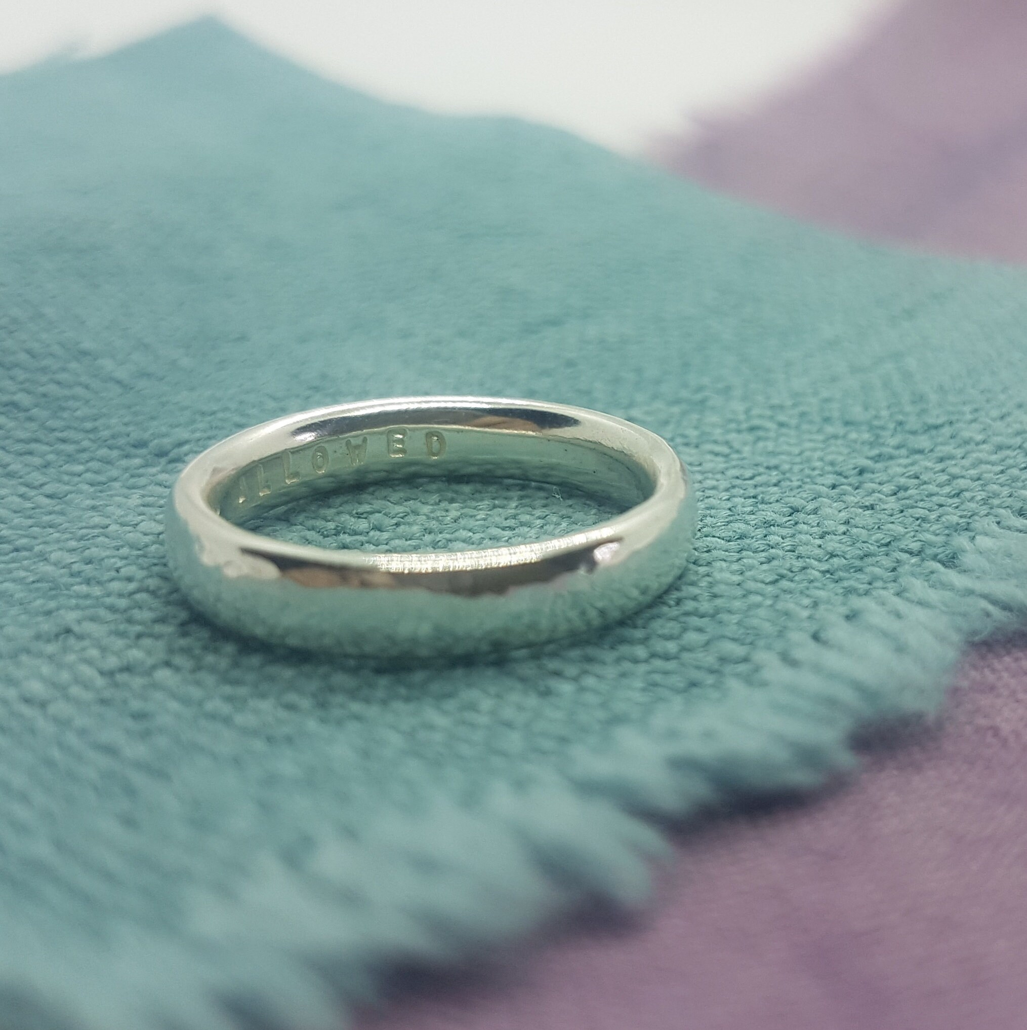 Wide Hidden Message Ring Personalized Ring band Silver | Etsy