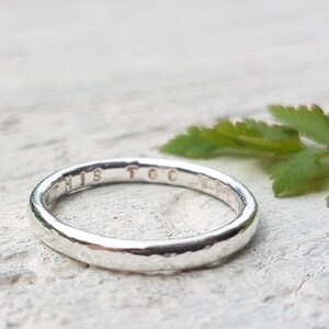 Hidden Message Ring - Personalized Ring, Hammered Ring, Sterling Silver ...