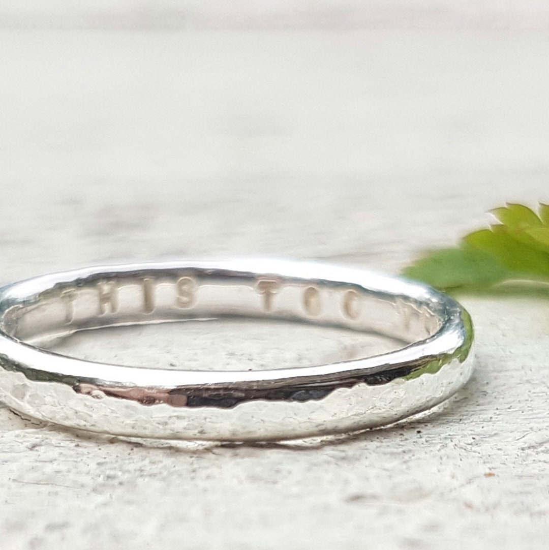 Hidden Message Ring - Personalized Ring, Hammered Ring, Sterling Silver ...