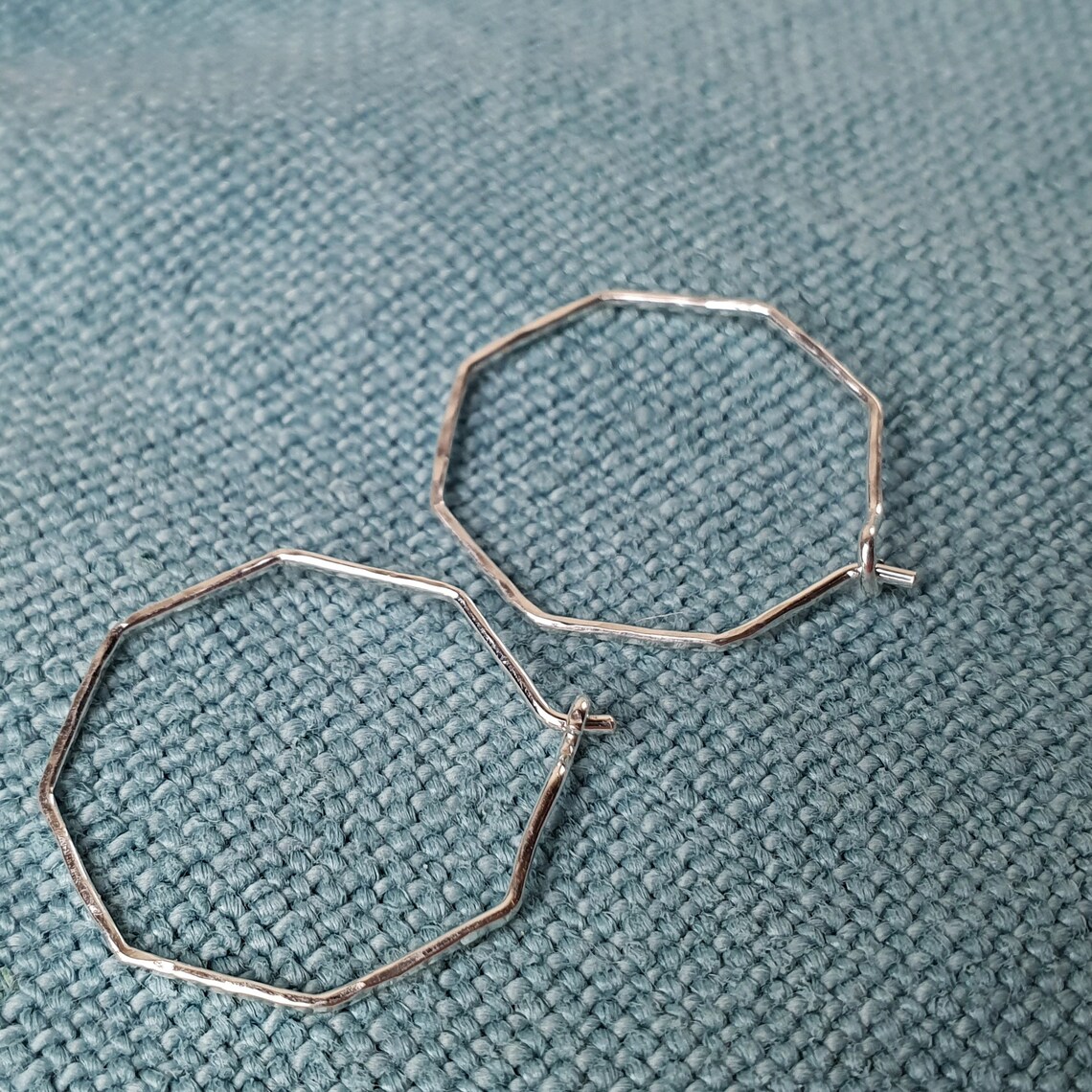 Octagonal Hoops, Medium Silver Hoops, Gold Filled Hoops, Handmade Hoop ...