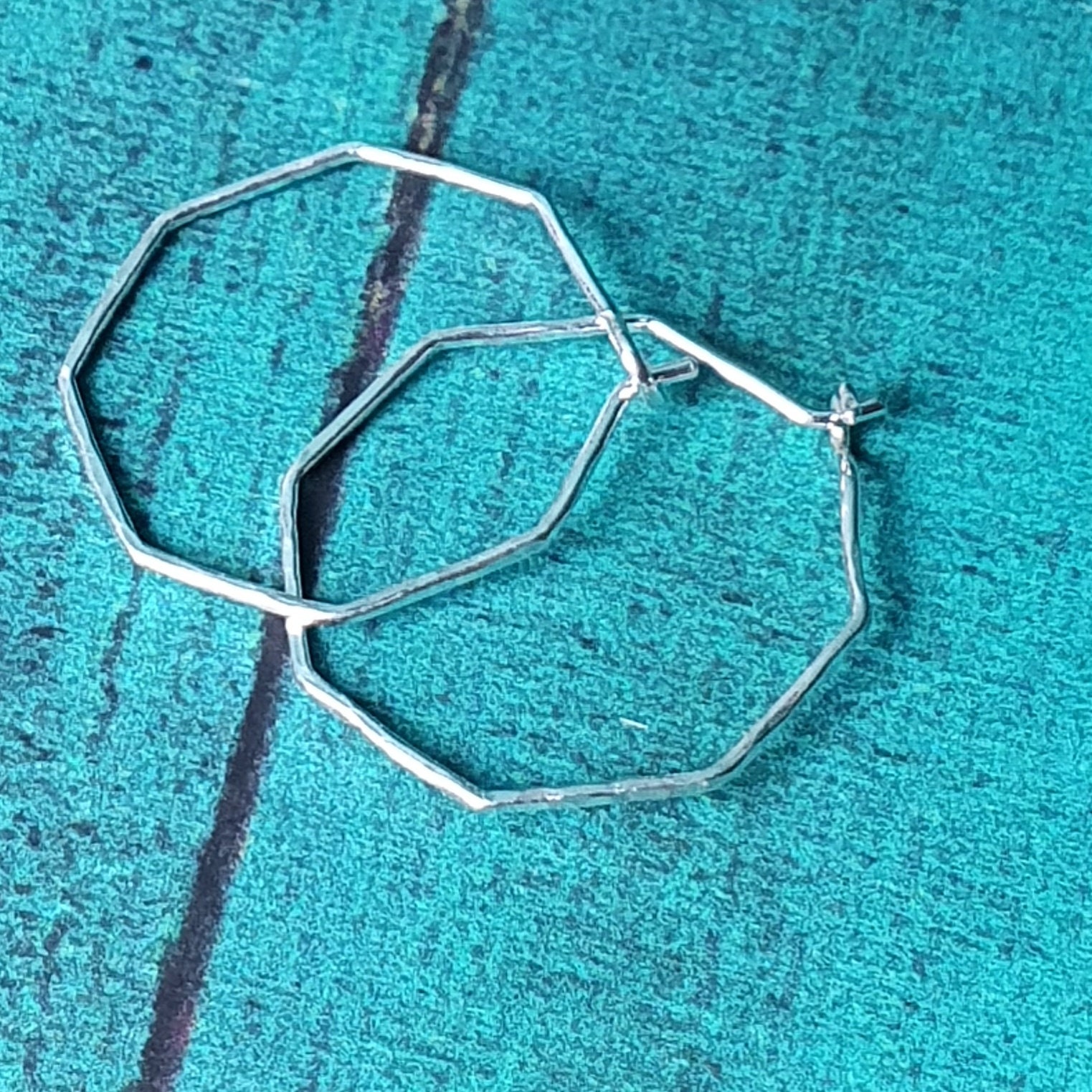 Octagonal Hoops, Medium Silver Hoops, Gold Filled Hoops, Handmade Hoop ...