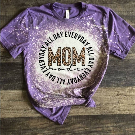 Mom Mode All Day Everyday Bleached Graphic Tee Leopard - Etsy