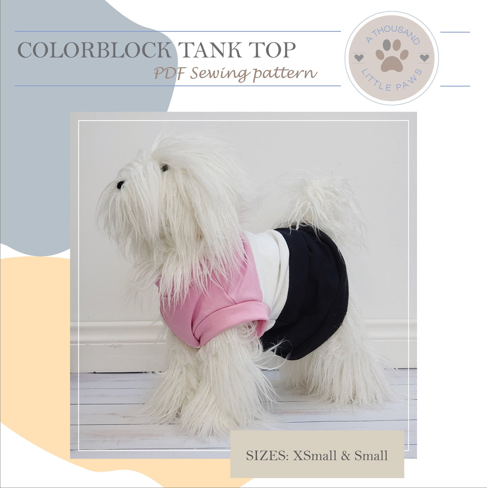 Color Block Dog Tank Top PDF Pattern Dog Tee Sewing Pattern Pet Tops ...