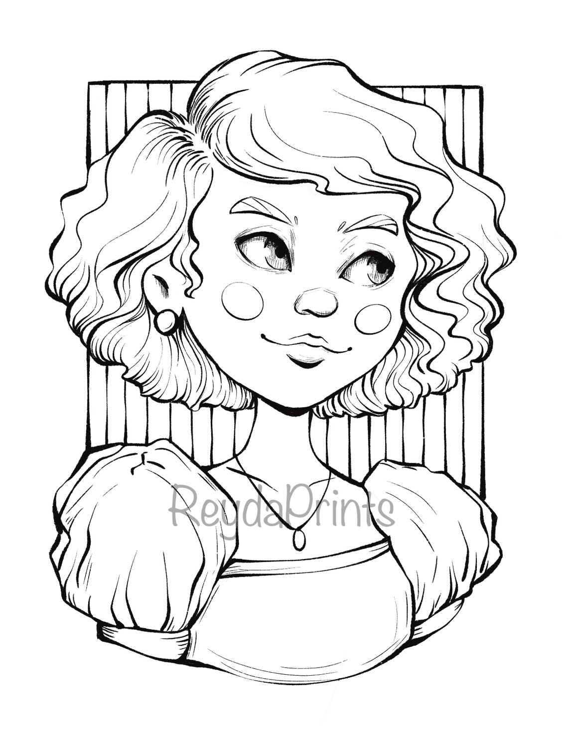 Girls Portrait Stylized Coloring Pages Letter Size - Etsy