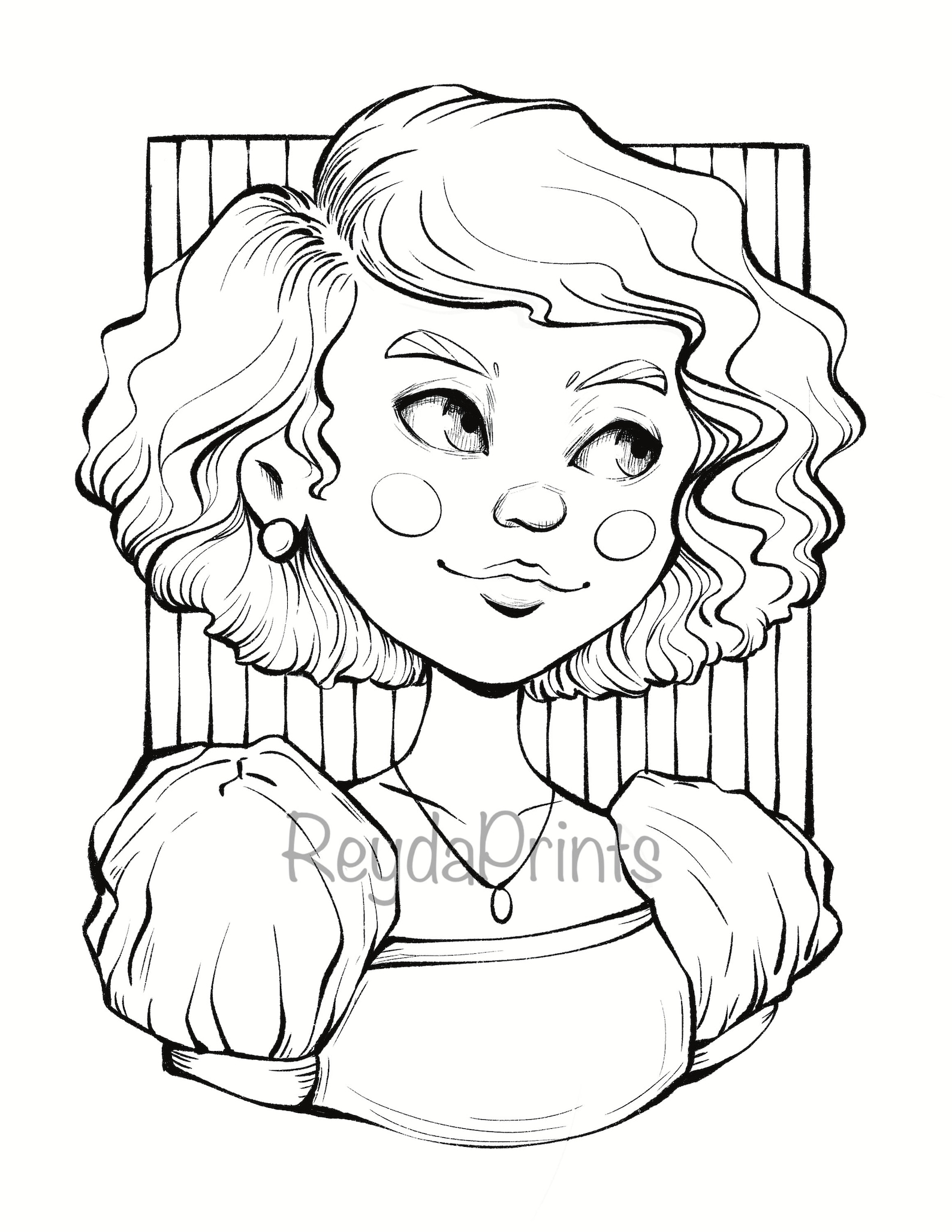 Girls Portrait Stylized Coloring Pages Letter Size - Etsy