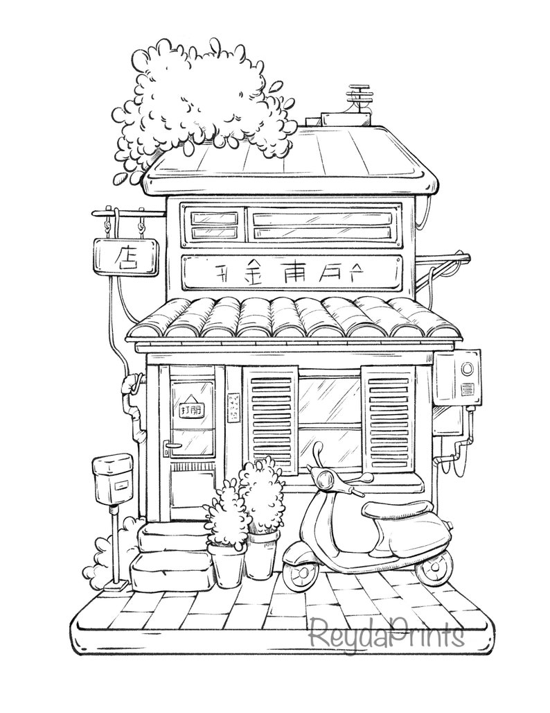 Adorable Storefront Coloring Printables, Bundle, Cute Storefronts ...