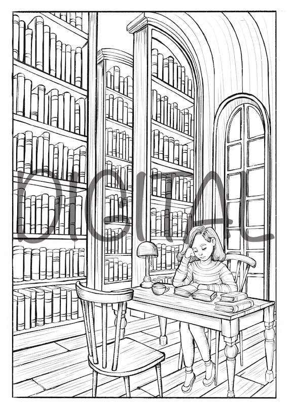 Library Building Coloring Pages