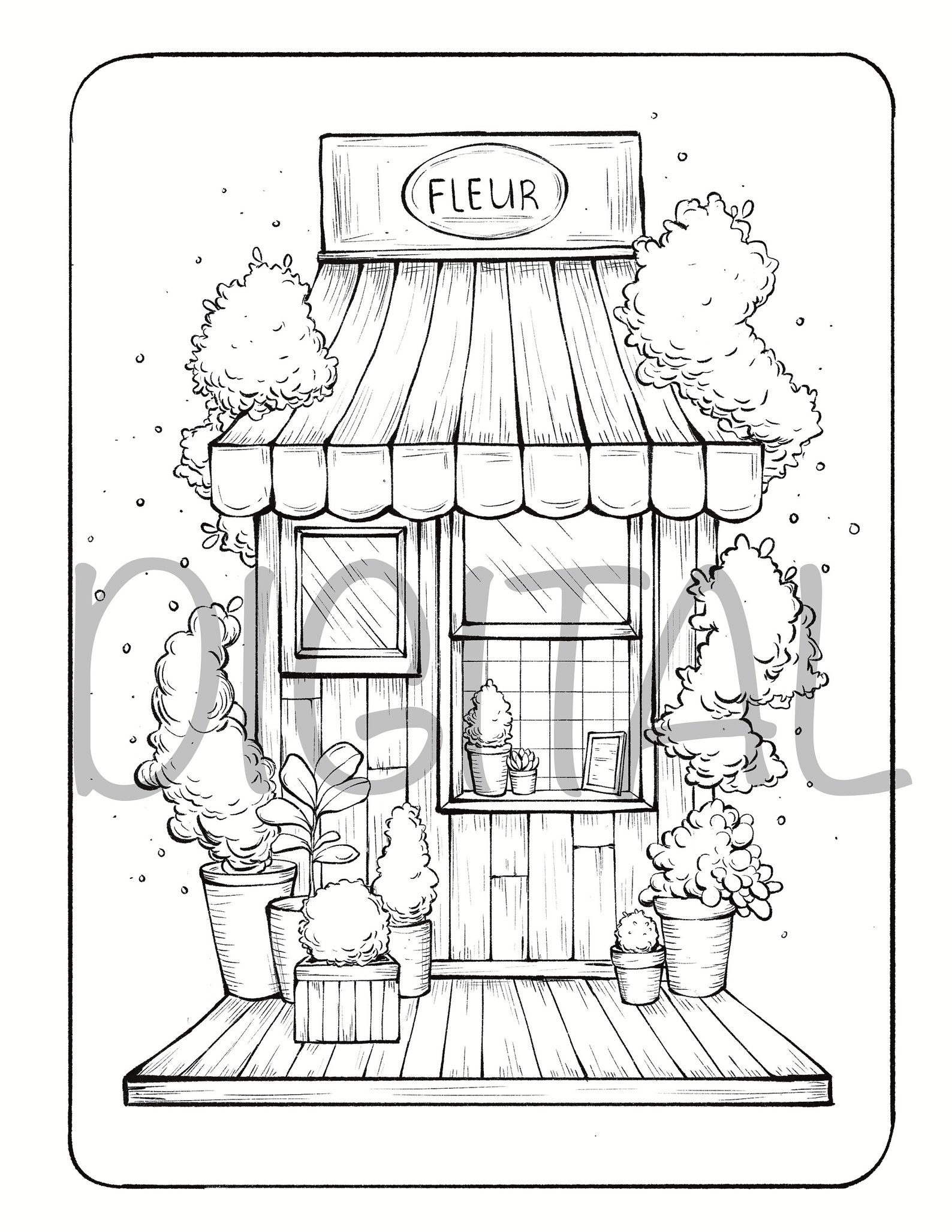 Mini Booth Storefronts Coloring Pages Snack Booth Flower - Etsy