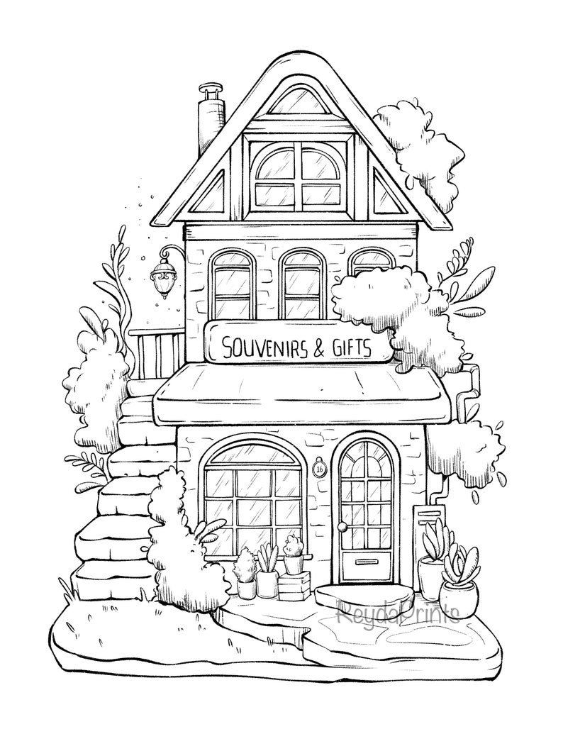 Adorable Storefront Coloring Printables, Bundle, Cute Storefronts ...