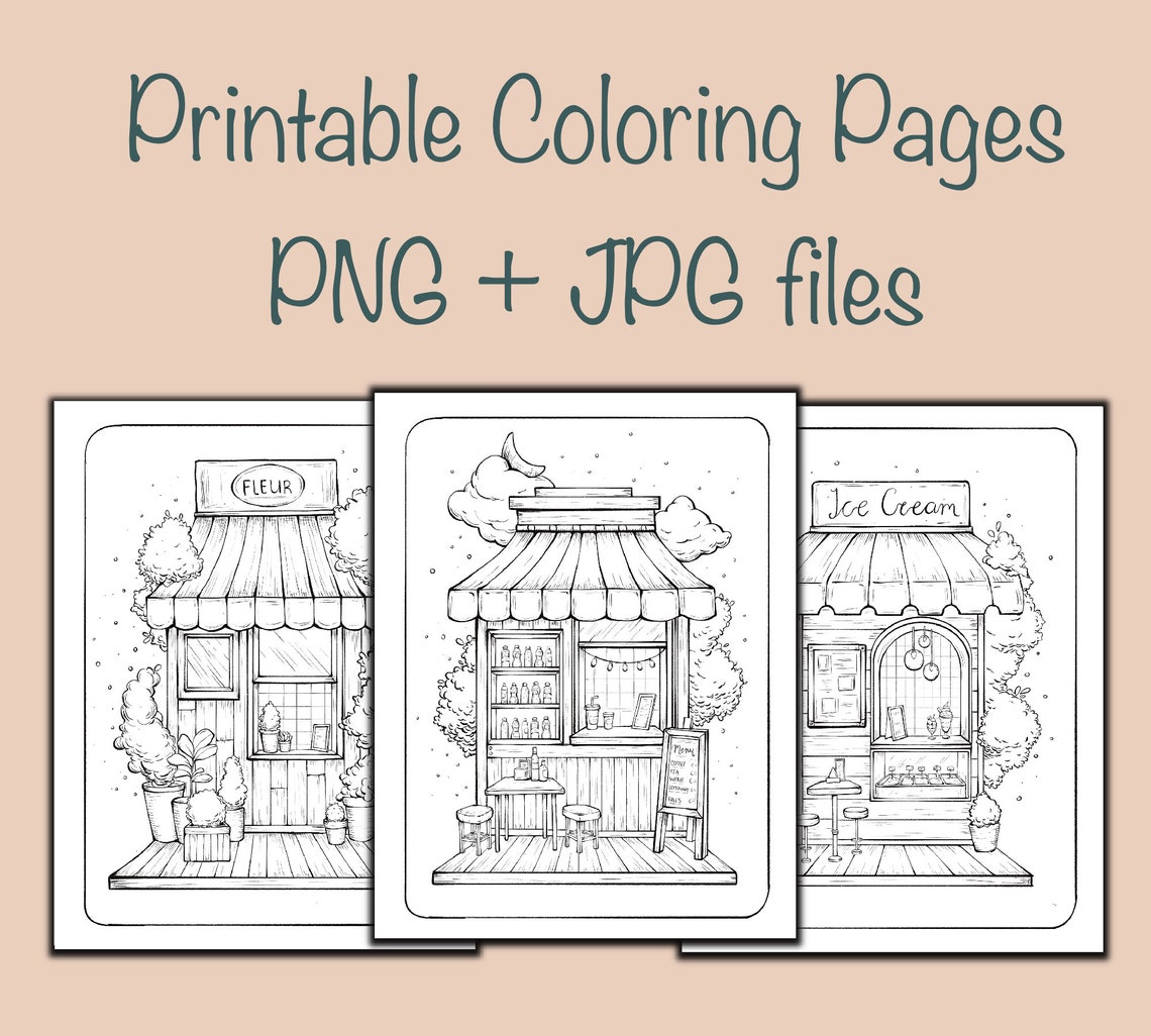 Mini Booth Storefronts Coloring Pages Snack Booth Flower | Etsy