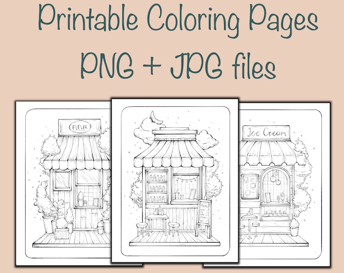 Printable Storefronts Coloring Page, Digital Printable, Png and Jpg ...