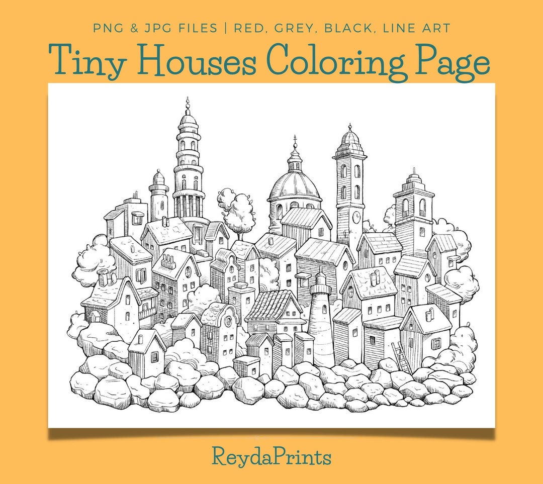 Tiny Houses Coloring Page, Architecture, Cute, Procreate, Png ...