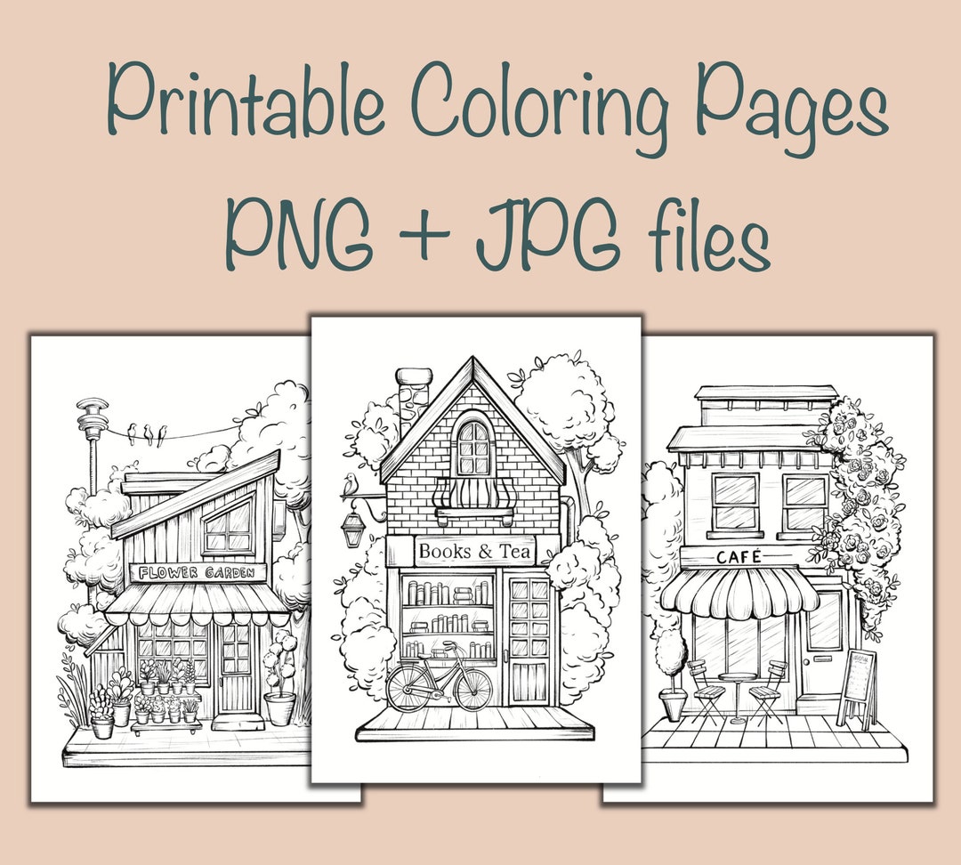 Printable Storefronts Coloring Page, Digital Printable, Png and Jpg ...