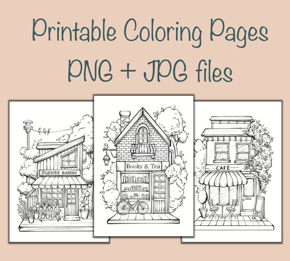 Printable Storefronts Coloring Page Digital Printable Png - Etsy