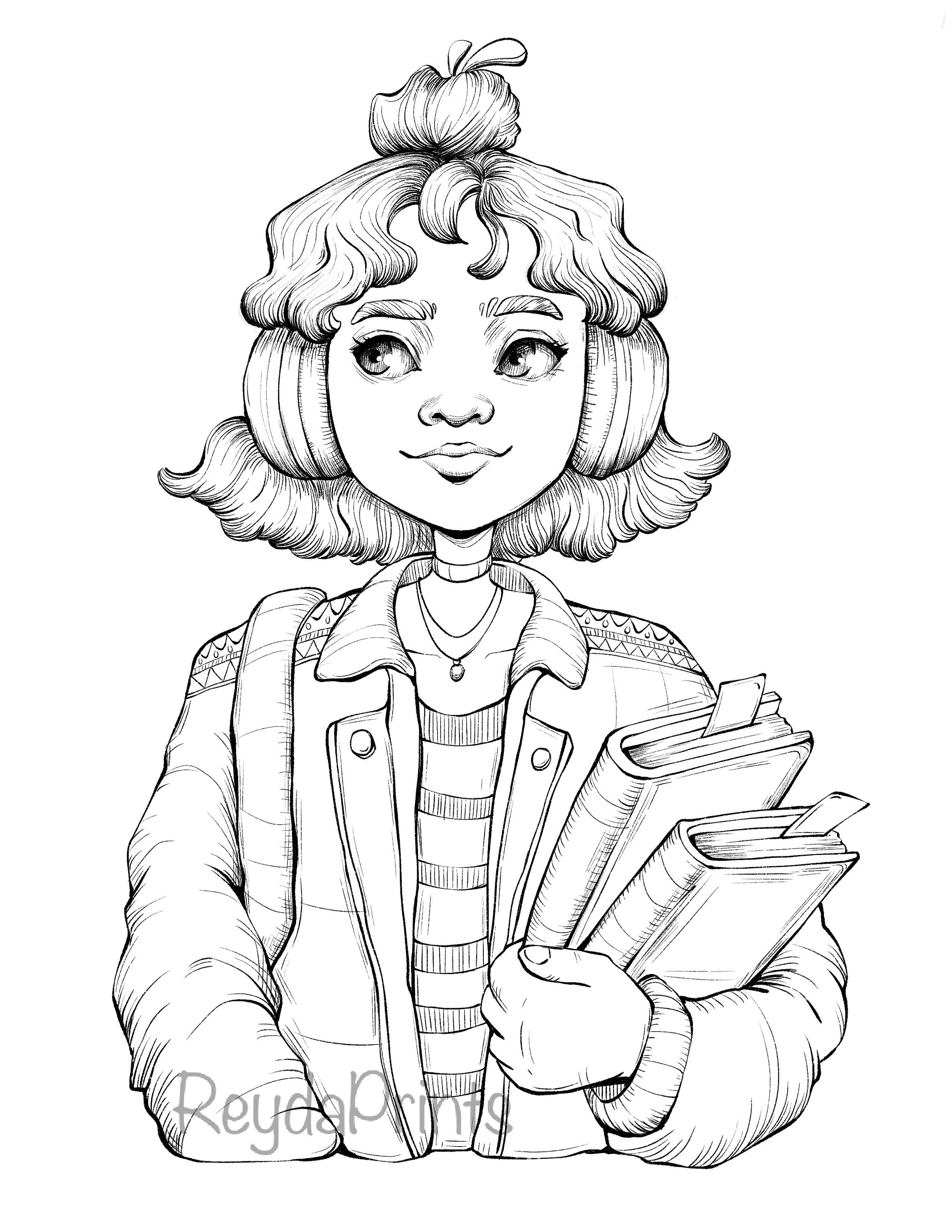 Girls Portrait Coloring Pages Stylized Girl Portraits - Etsy