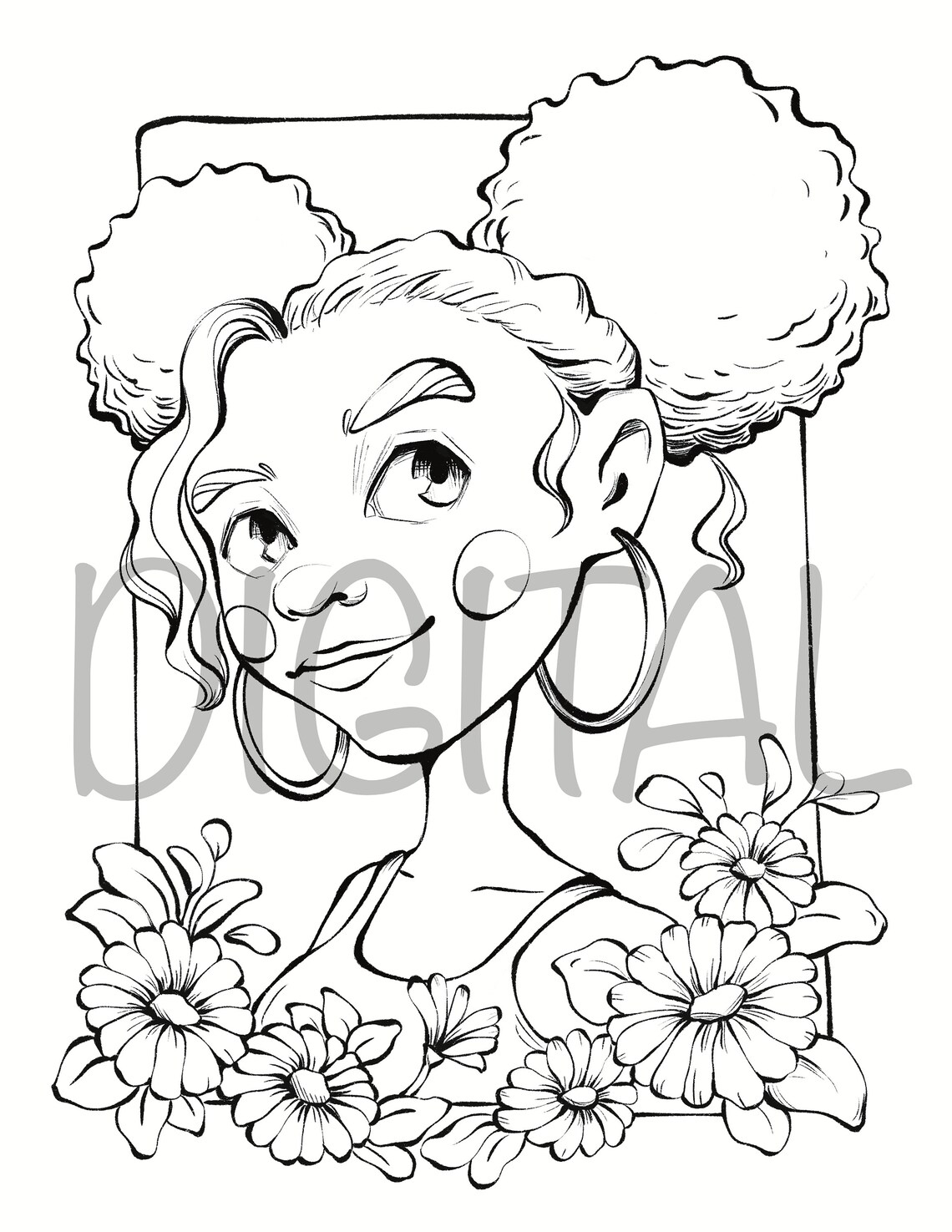 Girls Portrait Stylized Coloring Pages Letter Size - Etsy