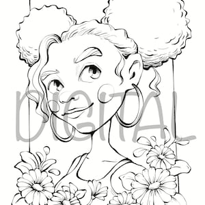 Girls Portrait Stylized Coloring Pages, Letter Size, Procreate, by ...