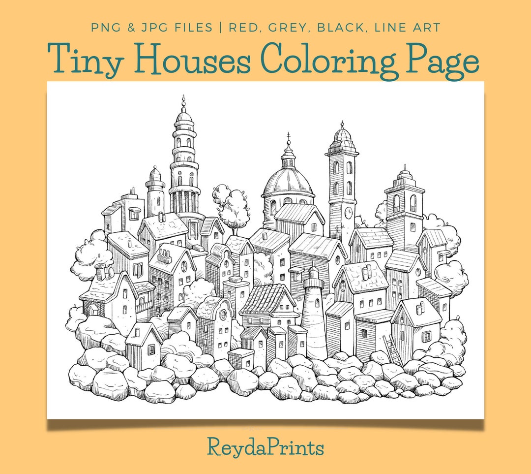Tiny Houses Coloring Page, Architecture, Cute, Procreate, Png ...