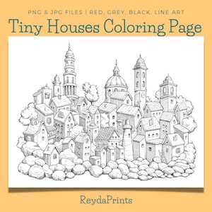 Tiny Houses Coloring Page, Architecture, Cute, Procreate, Png ...