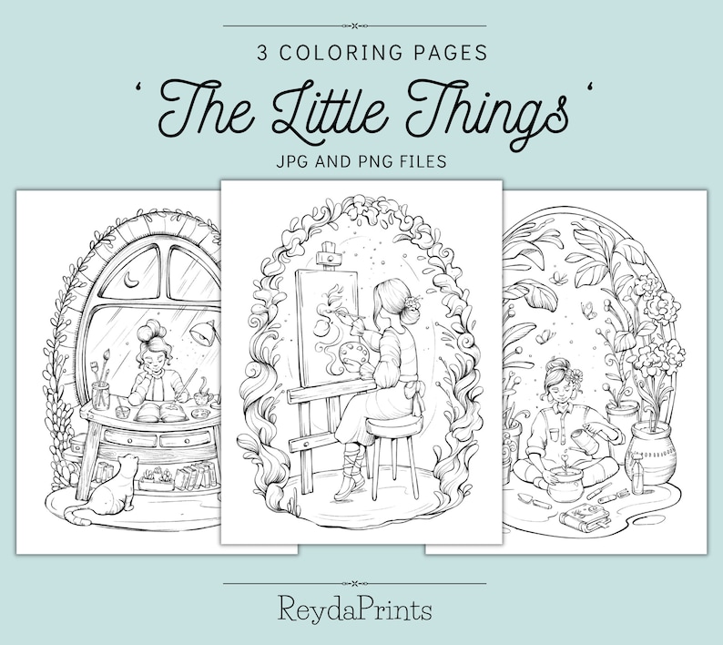 The Little Things Coloring Printables, Girls, Floral, Procreate ...