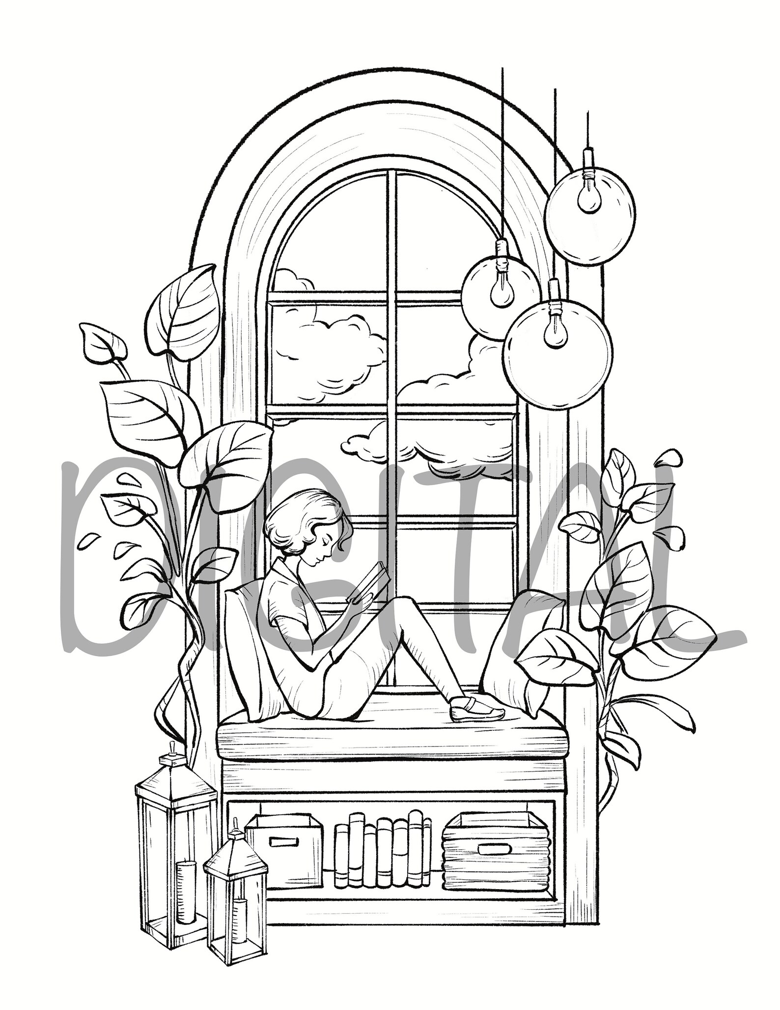 Interior Coloring Pages Png Jpg Procreate Digital - Etsy