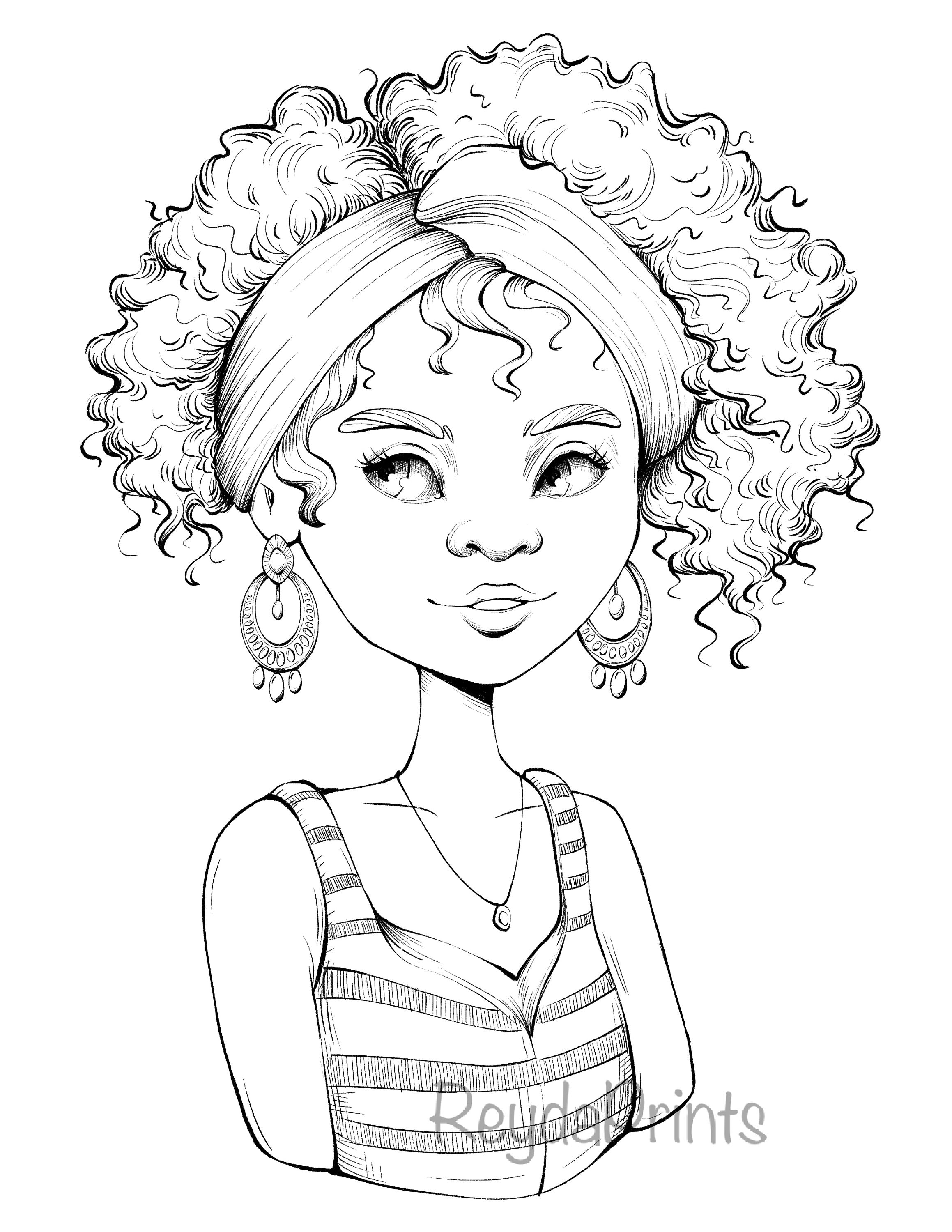 Girls Portrait Coloring Pages Stylized Girl Portraits - Etsy