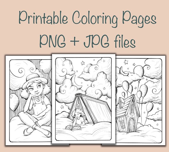 Fantasy Coloring Pages Digital Printables Magical Sheets - Etsy