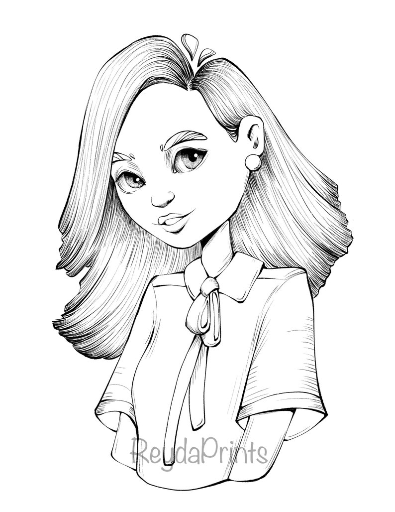 Girls Portrait Coloring Pages Stylized Girl Portraits - Etsy