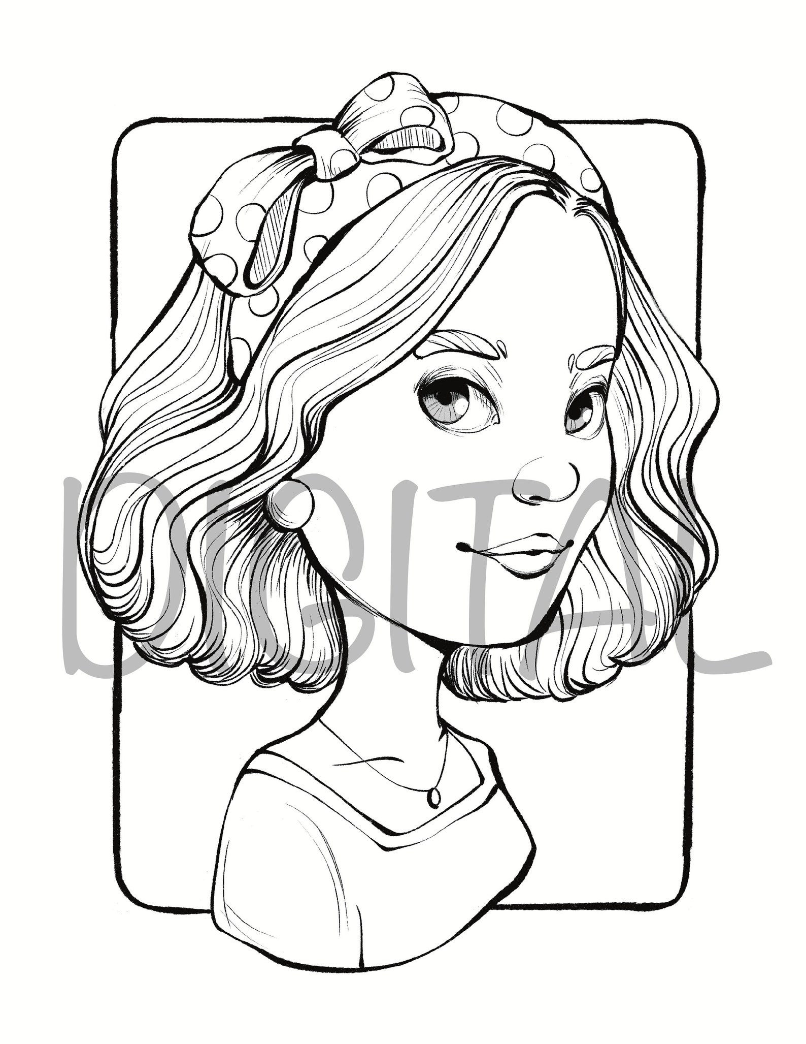 Girls Portrait Coloring Pages Stylized Portraits Letter - Etsy