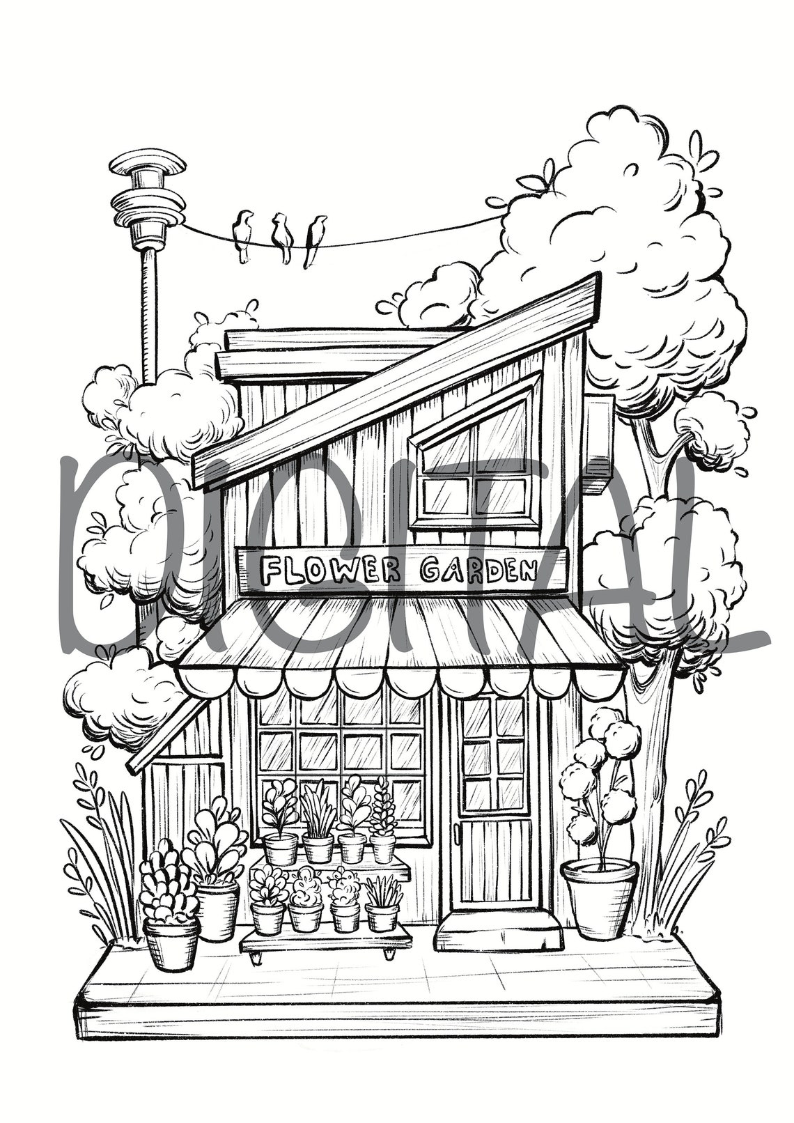Printable Storefronts Coloring Page, Digital Printable, Png and Jpg ...