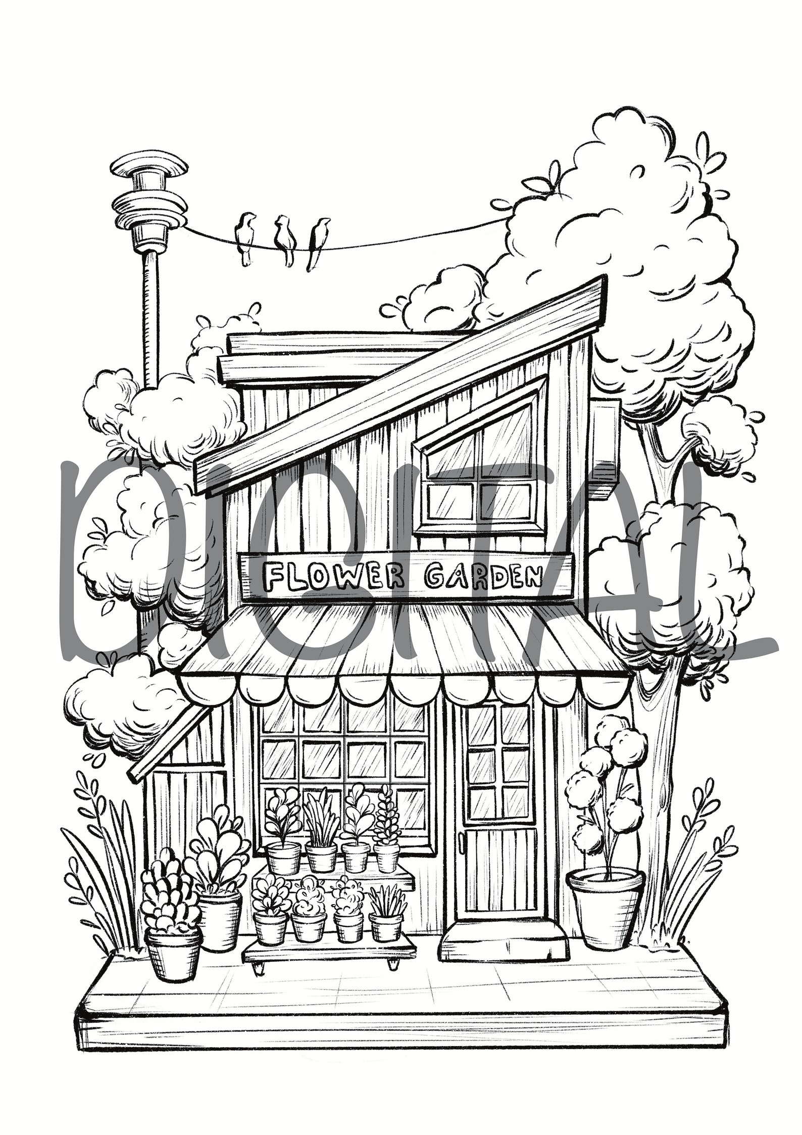 Printable Storefronts Coloring Page, Digital Printable, Png and Jpg ...