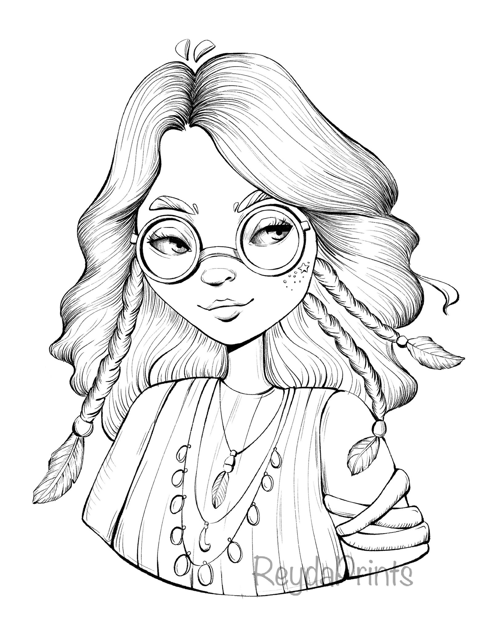 Girls Portrait Coloring Pages Stylized Girl Portraits - Etsy